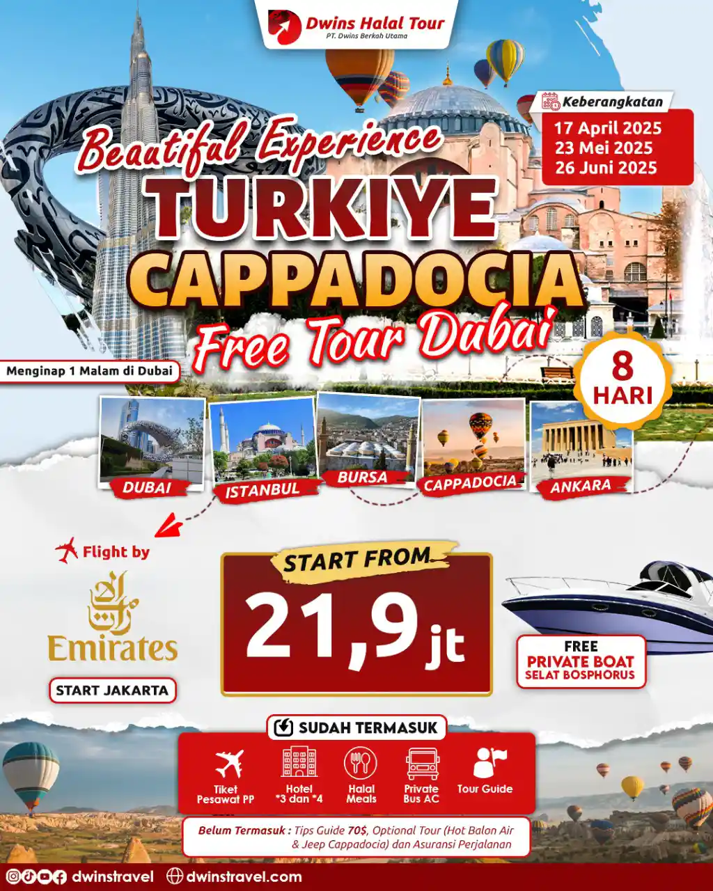 ️ PROMO! Wisata Turki+Dubai 21 Jt-an